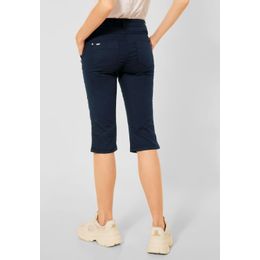 Street One Damen 3/4-Hose, blau, Gr. 32, unifarben, Web, 97% Baumwolle, 3% Elasthan, Hosen, 4-Pocket Style
