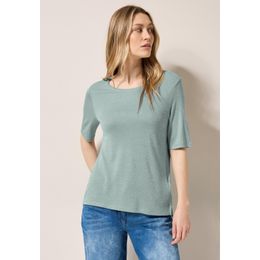 Cecil Damen T-Shirt, grün, Gr. L, unifarben, Stoff, 82% Viskose, 10% Metallfaser, 8% Polyamid, Shirts, mit Rundhalsausschnitt