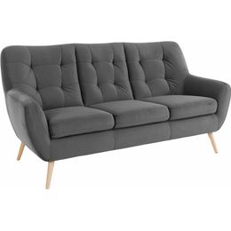 3-Sitzer, B:187cm H:92cm T:92cm, grau, exxpo - SOFA FASHION, Korpus: 100% PES;Luxus-Microfaser (100% Polyester), Sofas, "Scandi, bequem, aufwendige