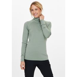 WHISTLER Damen Langarmshirt "Blume", grün, Gr. 42, unifarben, 92% Polyester, 8% Elasthan, Shirts, mit Reißverschluss und Stehkragen