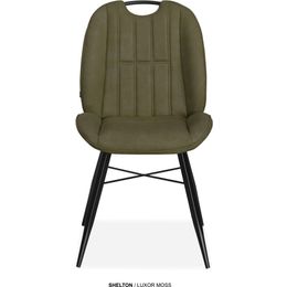 Esszimmerstuhl OMG DESIGN, B:52,5cm H:91,5cm T:65cm, gr&uuml;n, Polyester, St&uuml;hle, "Shelton", Esszimmerstuhl, pflegeleichter Bezug, mit Handgriff