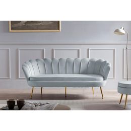 3-Sitzer Salesfever, B:180cm H:78cm T:76cm, grau, Samtvelours (100% Polyester), Sofas, "Clam Komfortsofa", Extravagantes Muscheldesign: 180 cm Breite