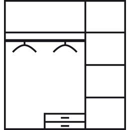 Kleiderschrank Priess, B:140cm H:193cm T:54cm, braun, Holzwerkstoff, Schlafzimmer, Schr&auml;nke, "Bilbao", T&uuml;ranschlag links oder rechts