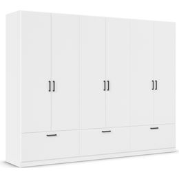 Dreht&uuml;renschrank Rauch, B:270cm H:210cm T:54cm, wei&szlig;, Holzwerkstoff, Schr&auml;nke, "Kleiderschrank Schrank Garderobe W&auml;scheschrank BARI", mit Schubk&auml;sten