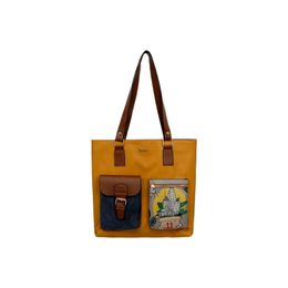 DOGO Damen Umhängetasche "Multi Pocket Bag Shopper-Tasche Fragile Damen Schultertasche", gelb, Lacklederimitat, Taschen, Handgefertigt