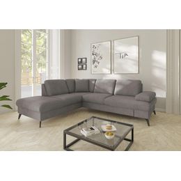 Sit & More Ecksofa SIT & MORE, B:238cm H:83cm T:202cm, grau, 100% Polyester, Wohnzimmer, Sofas, "Morris Jubi L-Form, B: 238 cm", mit Armteilfunktion & 1