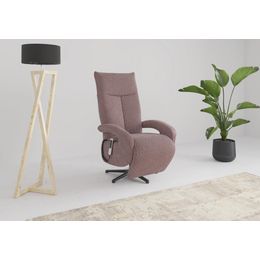Sit & More TV-Sessel SIT & MORE, B:74cm H:112cm T:82cm, lila, 100% Polyester, Sessel, "Zoe, inkl. Kopfteilverstellung & 360 Drehfunktion", wahlweise mit 2