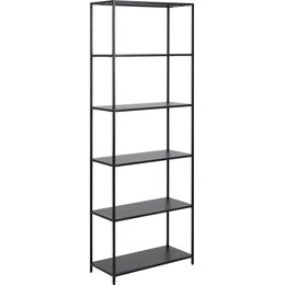 B&uuml;cherregal ACTONA GROUP, B:70cm H:185cm T:30cm, schwarz, Metall, Wohnzimmer, Regale, "New York", Regal, aus einem Metallgestell in gradliniger