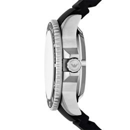 Emporio Armani Herren Automatikuhrschwarz, schwarz, Armbanduhren, Armbanduhr, Herrenuhr, Mechanische Uhr, Silikonarmband, analog, Tag