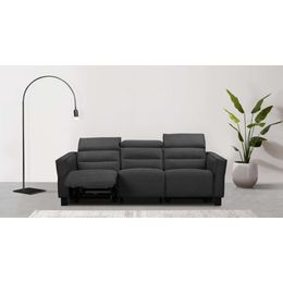3-Sitzer Home Affaire, B:224cm H:97cm T:100cm, grau, Sofas, "Carpari, 224cm, manuelle od. elektrische Relaxfunktion in 2 Sitzen", mit USB-A/C,