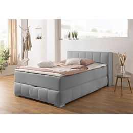 Boxbett Home Affaire, B:147cm L:225cm, grau, Komplettbetten, "Chelles", inkl. Topper und Bettkasten