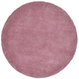 Hochflor-Teppich Tom Tailor HOME, H:25mm &Oslash;:140cm, rosa, Polyester, Teppiche, "Shaggy Teppich Cozy", Uni Farben, auch in Pastell Farben, weich &
