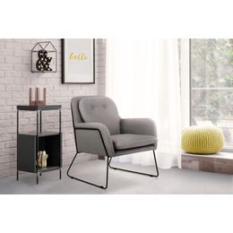 Sessel Home Affaire, B:69cm H:86cm T:75cm, grau, Wohnzimmer, Sessel, "Flin Cocktailsesel", mit Kn&ouml;pfen und Kissenoptik im R&uuml;cken