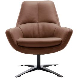 Drehsessel BETYPE, B:81cm H:92cm T:83cm, braun, 100% Echtleder, Wohnzimmer, Sessel, "Be Organic Standard Back, Loungesessel", in elegantem Design mit