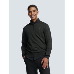 NO EXCESS Herren Troyer, grau, Gr. S, meliert, Strick, Obermaterial: 34% Baumwolle, 34% Viskose, 32% Polyester, Pullover, mit halbem Reißverschluss