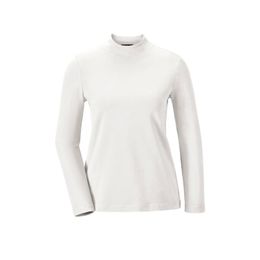 GOLDNER Damen Longpullover "Stehkragenshirt mit Langarm"cremeweiß, Gr. 52, Obermaterial: 92% Baumwolle CO. 8% Elasthan EL., Pullover