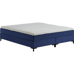 Boxspringbett, B:160cm L:200cm, blau, ATLANTIC HOME COLLECTION, Bezug Bettbox und Obermatratze: Strukturstoff (90% Polyester, 10% Nylon);Topper: