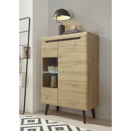 Vitrine Inosign, B:90cm H:134cm T:40cm, braun, Wohnzimmer, Schränke, "Torge, Hochschrank, Glasvitrine, Standvitrine, Vitrinenschrank", in drei
