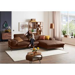 Ecksofa W.Schillig, B:303cm H:70cm T:193cm, braun, Longlife Xtra-Leder Z69: Das feinnarbige, gedeckte Softleder Z69 besticht durch seine
