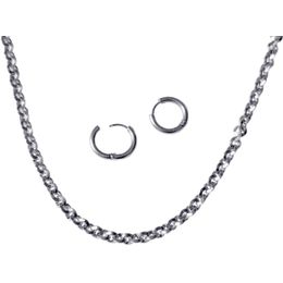 Firetti Damen Schmuckset "Mulitpack Schmuck Geschenk Edelstahl Halskette Paar Creolen", silber, Edelstahl, Schmuck_Sets