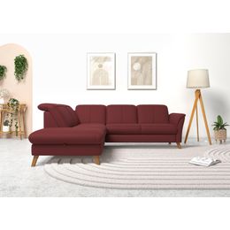 Sit & More Ecksofa SIT & MORE, B:250cm H:91cm T:220cm, rot, 100% Polyester, Wohnzimmer, Sofas, "Romero L-Form", wahlweise mit oder ohne TV-Funktion,