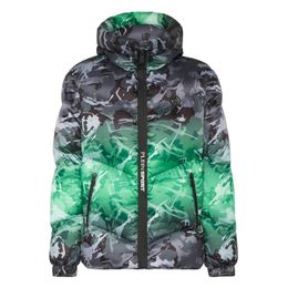 Plein Sport Herren Daunenjacke "Camouflage"0227, schwarz, grünfluo, Gr. XS, Obermaterial: 100% Polyester; Futter: 100% Polyester; Füllung: 100%