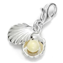 OSTSEE-SCHMUCK Damen Kettenanh&auml;nger "OSTSEE-SCHMUCK Charm-Einh&auml;nger Muschel Charm-Einh&auml;nger Muschel", 20 x 8mm, Silber 925 (Sterlingsilber), 1,3 g,