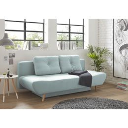 Schlafsofa Home Affaire, B:200cm H:88cm T:99cm, blau, Wohnzimmer, Sofas, "Segmon", einfach in ein bequemes Bett umwandeln, inklusive Bettkasten