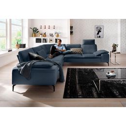 Ecksofa W.Schillig, B:318cm H:83cm T:298cm, blau, Longlife Xtra-Leder Z73: Naturwalkleder der Luxusklasse aus den erlesensten Rohhäuten. Hautstärke