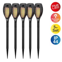 Näve LED Solarleuchte NÄVE, H:45cm Ø:6cm, schwarz, Garten, Leuchten, "Fanilo", 5er Set Fackeln, Flammeneffekt, schwarz, LED warmweiß, H: 45cm, D: 6cm