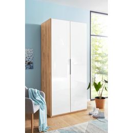 Kleiderschrank wimex, B:100cm H:236cm T:58cm, braun, Schlafzimmer, Schr&auml;nke, "Level by fresh to go", T&uuml;ren vollfl&auml;chig mit farbigem Glas