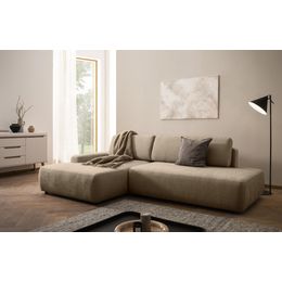 Ecksofa Home Affaire, B:276cm H:82cm T:164cm, braun, 100% Polyester, Wohnzimmer, Sofas, "TORGE, Schlafsofa Cord, Samtvelours u. Strukur fein, Couch