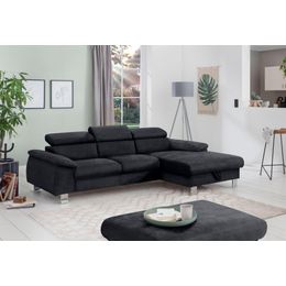 Ecksofa COTTA, B:244cm H:72cm T:166cm, grau, Microfaser PRIMABELLE (100% Polyester);Kunstleder SOFTLUX(100%Polyurethan);Feinstruktur (100%