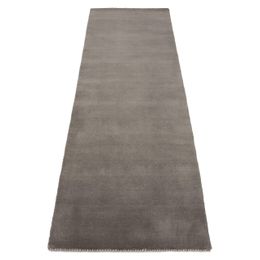 Wollteppich CarpetFine, B:80cm H:14mm L:150cm, grau, Wolle, Wohnzimmer, Teppiche, "Gabbeh Lola Uni", mit nat&uuml;rlichem Pflanzenmaterial von Hand