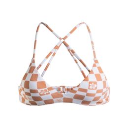 Roxy Damen Triangel-Bikini-Top "Check It", braun, Gr. L, 85% Nylon, 15% Elasthan, Bikini-Oberteile