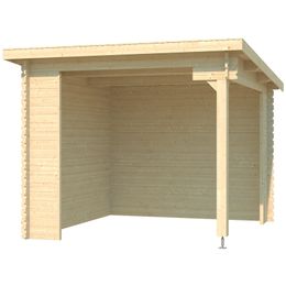 Gartenhaus Lasita Maja, beige, Holzwerkstoff, Gartenh&auml;user, "Unterstand/Lounge Buffalo 275", Unterstand / Lounge 28mm, Fundamentmass 2750x2750,