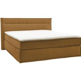 Boxspringbett Musterring, B:200cm L:215cm, gelb, Komplettbetten, "JustB SC100", schwebende Optik, inklusive Topper, verschiedene Farben, 180 x 200 cm