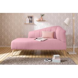 Recamiere OTTO HOME, B:162cm H:85cm T:82cm, rosa, Struktur fein( 100% Polyester), Sofas, "Lucy, Chaiselonge mit Massivholzfüßen und Steppung",