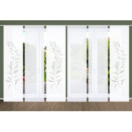 Schiebegardine HOME IN GREEN, B:60cm H:245cm, gr&uuml;n, Polyester, Wohnzimmer, Gardinen, "CELSO", SET DIGITALDRUCK,BAMBUSOPTIK RECYCELT