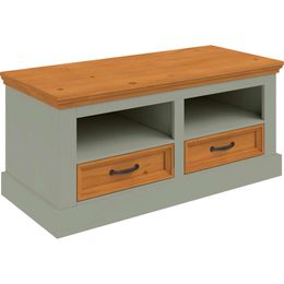 Bank Home Affaire, B:100cm H:45cm T:45cm, gr&uuml;n, FSC-zertifiziertes Massivholz, Garten, Sitzb&auml;nke, "Selma", mit Stauraum und 2 Schubk&auml;sten, Breite 100