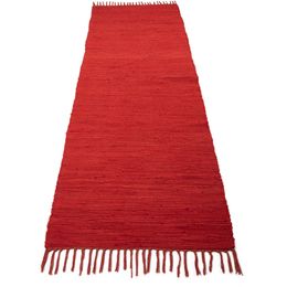 Teppich CarpetFine, B:70cm H:5mm L:240cm, rot, Baumwolle, Wohnzimmer, Teppiche, "Kelim Chindi uni, auch als L&auml;ufer", Wendeteppich, reine Baumwolle,