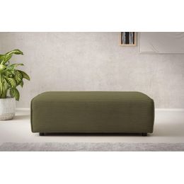 Hocker, B:130cm H:44cm T:62cm, grün, LeGer Home by Lena Gercke, 100% Polyester, Wohnzimmer, Hocker, "PIARA, Polsterhocker mit Kedernaht, Cord,
