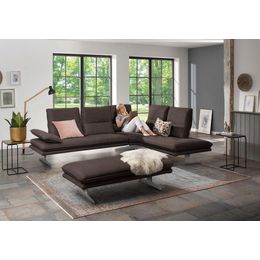 Ecksofa W.Schillig, B:284cm H:94cm T:224cm, braun, Stoff S37 (100% Polyester): Luxus-Microfaser in Lederoptik, Wohnzimmer, Sofas, "broadway,