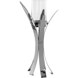 Fink Kerzenleuchter "VIVAS", B/H/T: 52,5cm, silber, Kerzenhalter, Teelichthalter inkl. Glas, vernickelt
