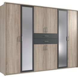 Kleiderschrank wimex, B:270cm H:207cm T:58cm, grau, Kinderzimmer, Schränke, "Diver Drehtürenschrank mit Spiegel, 180, 225 o. 270cm breit", Bestseller