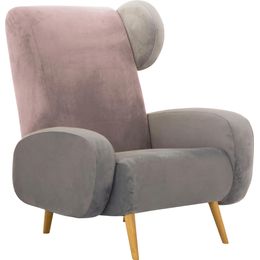 Sessel Home Affaire, B:86cm H:111cm T:100cm, rosa, Struktur fein ( 100% Polyester);Samtoptik (100% Polyester), Wohnzimmer, Sessel, "Gox Ohrensessel",