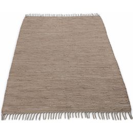 Teppich CarpetFine, B:140cm H:5mm L:200cm, grau, Baumwolle, Wohnzimmer, Teppiche, "Kelim Chindi uni, auch als L&auml;ufer", Wendeteppich, reine Baumwolle,