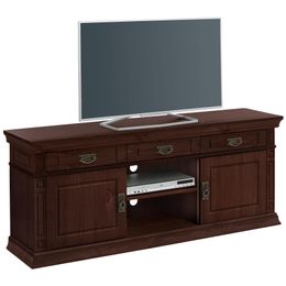 TV-Board Home Affaire, B:158cm H:65cm T:39cm, braun, Massivholz, Sideboards, "Vinales", Breite 158 cm, mit 3 Schubladen