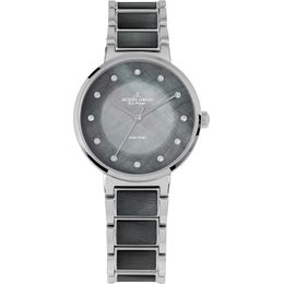 Jacques Lemans Damen Solaruhr "Eco Power Solar Pearl", grau, Armbanduhren, Armbanduhr, Damenuhr, Perlmutt-Zifferblatt, Swarovski-Kristalle