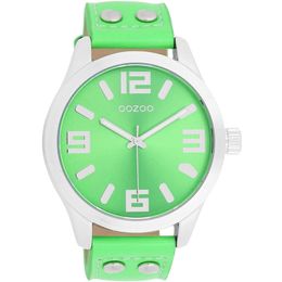 Oozoo Damen Quarzuhr, gr&uuml;n, Armbanduhren, Armbanduhr, Damenuhr, Herrenuhr, Lederarmband, &Oslash; 46mm